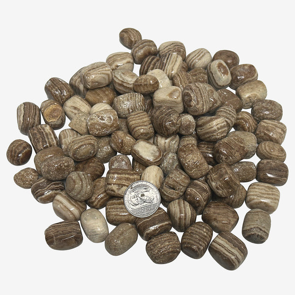 Polished Banded Chocolate Calcite Tumbled Gemstone - RTS093 - Gem Avenue